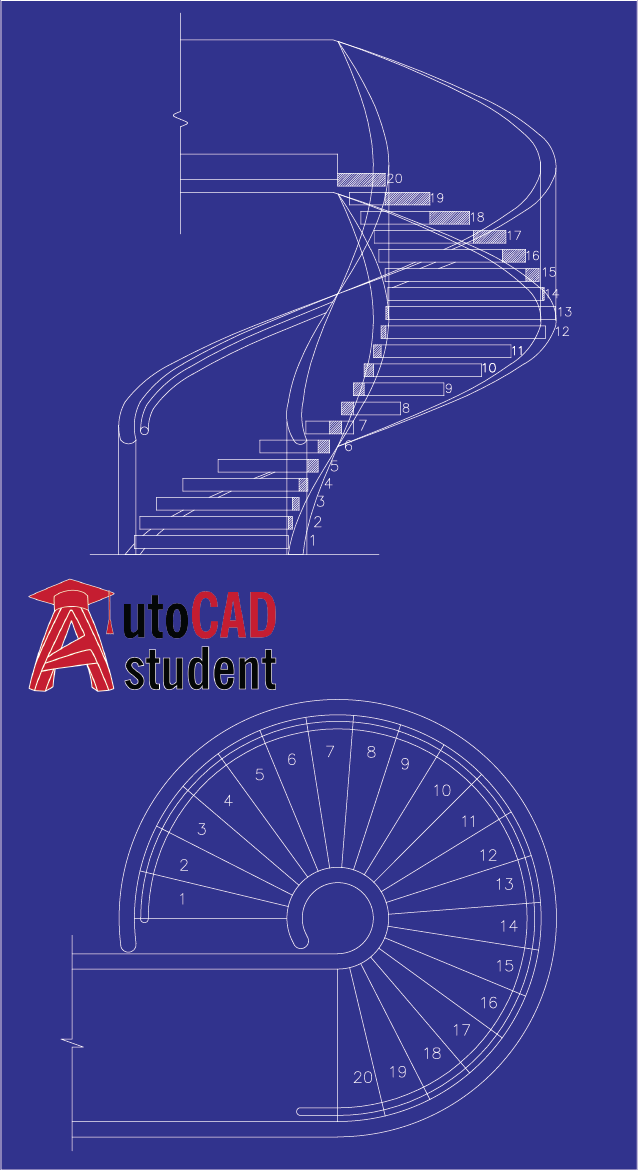 Spiral staircase cad block (DWG format) - AutoCAD Student
